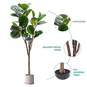 Fit Choice Fiddle Artificial Tree 5.33 Ft Fiddle Leaf Fig Tree with Realistic Nature Design and Durable Quality for Room, Office, Party, Garden (5.33 Ft Fiddle Leaf Fig), Green (533FIDDLE)