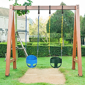 RedSwing Heavy-Duty High Back Half Bucket Toddler Swing Seat with Coated Swing Chains and Safety Strap