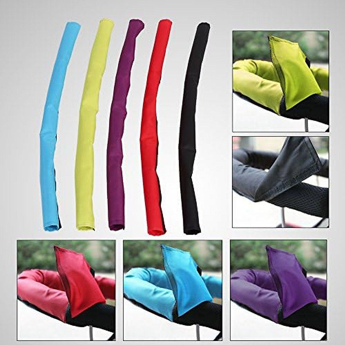 (Pack of 2) Baby Pushchair Stroller Handle Bar Cover Infant Toddler Pram Bumper Bar Dust-Proof Handle Sleeve(Black)