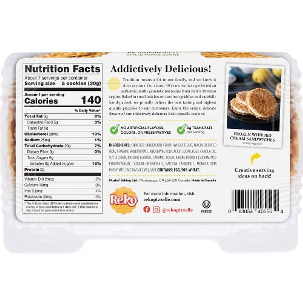 Reko Pizzelle Authentic Italian Style Waffle Cookie, Lemon, 7 Ounce (Pack of 1)