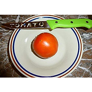 Brandobay Stainless Steel Tomato Slicer Knives Set – 10-inch long including handle – 2-Pack Set of Tomato Cutters – Colors (Blue, Red, Green)