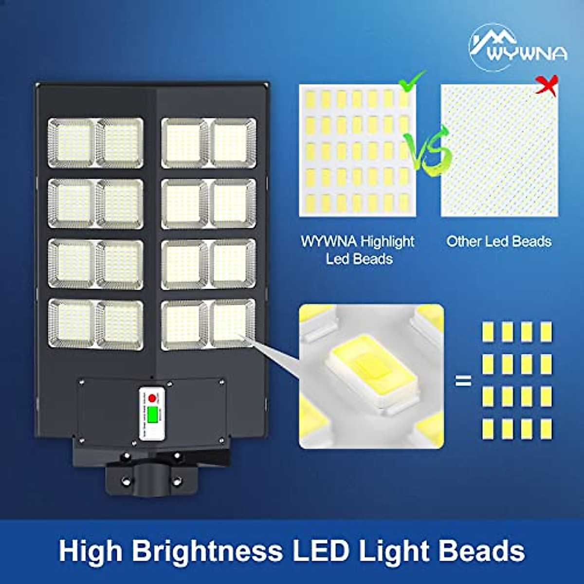 WYWNA 3 PCS Solar Street Lights Outdoor Waterproof BC800 Outdoor Solar Lights 800W