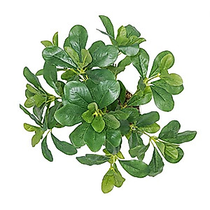 Hisow Artificial Potted Plant Leaves, 16.9" Artificial Shrubs Plants Arrangements Fake Eucalyptus Leaves with Vase Faux Greenery Leaves for Home Garden Table Centrepieces Garden Décor