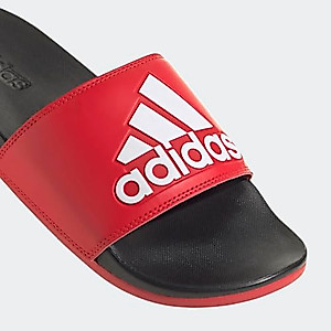 adidas Unisex Adilette Comfort Slide Sandal, Vivid Red/Black/White, 11 US Women