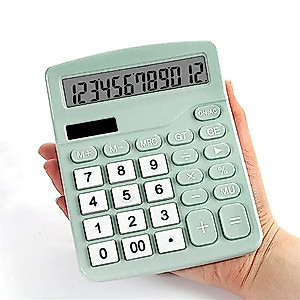 YONUAN Desktop Grey Mint Green 12-Digit Solar/Battery Scientific Calculator Office Computer Calculators Large Display Cute Office Calculators (1)