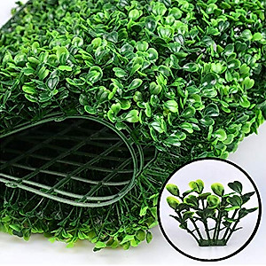 Boshen Pack of 10 PCS 24" x 16" Artificial Grass Green Wall Backdrop Panels 26.6 SQ Ft UV Protected Thickened Faux Boxwood Privacy Hedge Panels Decoration for Party Wedding Backyard Indoor Outdoor