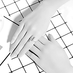 Jude Jewelers Stainless Steel Double Bar Statement Promise Anniversary Wedding Ring (Silver, 7)