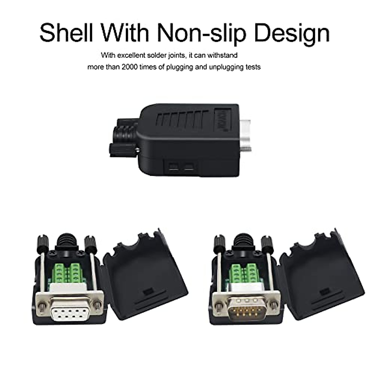 YIOVVOM DB9 Breakout Connector,DB9 Solderless RS232 D-SUB Female Serial Adapters 9-Pin Port White Adapter to Terminal Connector Signal Module with case Set of 10