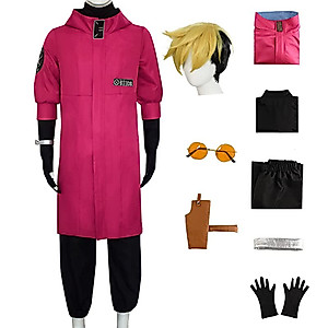 IOPBOT Trigun Vash the Stampede Cosplay Costume Vash Trench Coat Suits Full Set Halloween (Pink+wig,M)