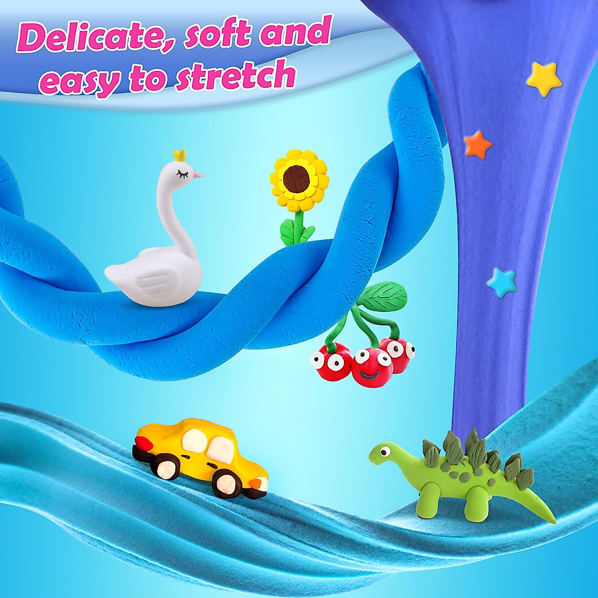 ESSENSON Air Dry Clay 50 Colors, Modeling Clay for Kids, DIY Molding Magic Clay, Gift for Kids