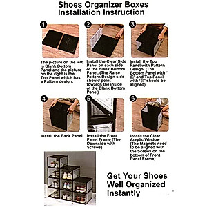 Shoe Organizer with Hard & Thick Plastic Board Shoe Storage Boxes Fits US Size 13, shoe boxes Clear Plastic Stackable Measure L14.2xW11.2xH8.5(inch) For Sneaker High Heel Storage & Display (YB-12PK)