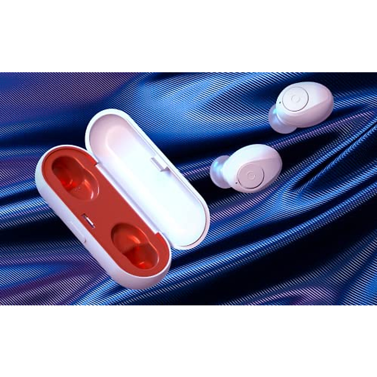 Bluetooth 5.0 Wireless Earbuds Super Portable True Wireless Stereo Headphones in Ear Deep Bass Built in Mic IPX6 Waterproof with Charging Case (Only 50g) 40H Playtime for Workout Running (White)