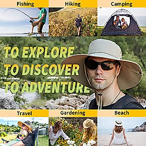 【Oversize XXL】 Sun Hat for Men,【UPF50+Waterproof Wide-Brim】 Boonie-Hat Sun-Hat Fishing-Hat for Safari Hiking Beach Garden