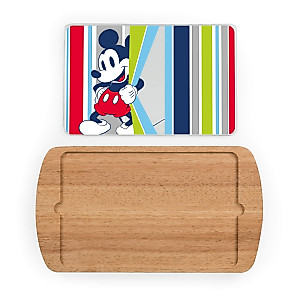 Picnic TIME Disney Mickey Mouse Billboard Glass Top Cheese Board, Serving Platter, Cheese Boards Charcuterie Boards, (Parawood)