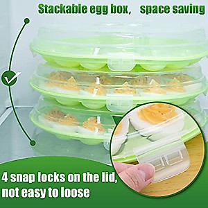 HANSGO 3PCS Deviled Egg Platter and Carrier With Lid - 66 Egg Slots for Parties and Home Kitchen