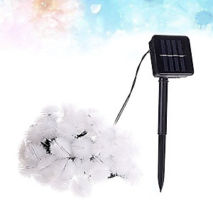 LEDMOMO LED Solar String Lights Fuzzy Ball Light Outdoor Waterproof Fairy Lights for Christmas Wedding Party Home Bedroom Garden Decoration 6.35M (Pure White)