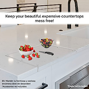 Clear Acrylic Cutting Board 16" x 15" Countertop Charcuterie Chopping Block with Lip and Several Rubber Bumpers by Marketing Holders