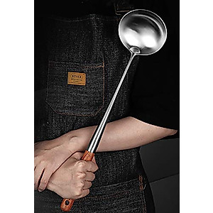 Wok spatula and ladle,Skimmer Ladle Tool Set, 17inches spatula for wok, 304 Stainless Steel wok spatula.