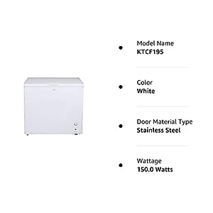 Koolatron Large Chest Freezer, 7.0 cu ft (195L), White, Manual Defrost Deep Freeze, Storage Basket, Space-Saving Flat Back, Stay-Open Lid, Front-Access Drain, for Basement, Laundry Room, Cottage