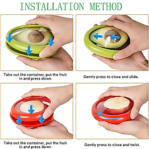 4PCs Silicone film cover+ABS Fruit and Vegetable Storage Containers Set for Fridge, Onion Storage Container, Avocado keeper,Tomato Saver,and Lemon holder reusable food savers
