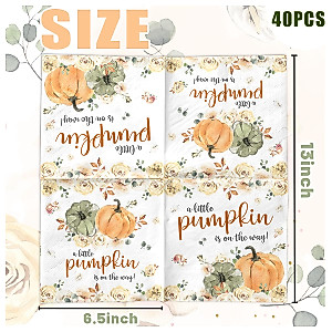 A Little Pumpkin is on The Way 40pcs Napkin Little Pumpkin Baby Shower Party Decorations Fall Pumpkin Floral Boy Girl Disposable Paper Napkin Gender Reveal Party Supplies