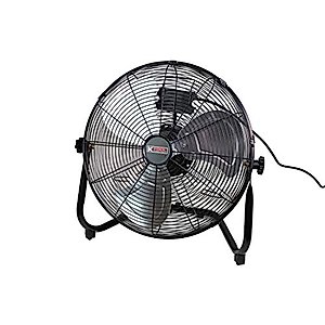 K Tool International 77721; 18” Floor Fan; Commercial, Residential, and Industrial Use, 3 Speed High Velocity Motor, Multiple Angle Tilt for Various Positions, 2,447 Max CFM, 1 Year Warranty, Black