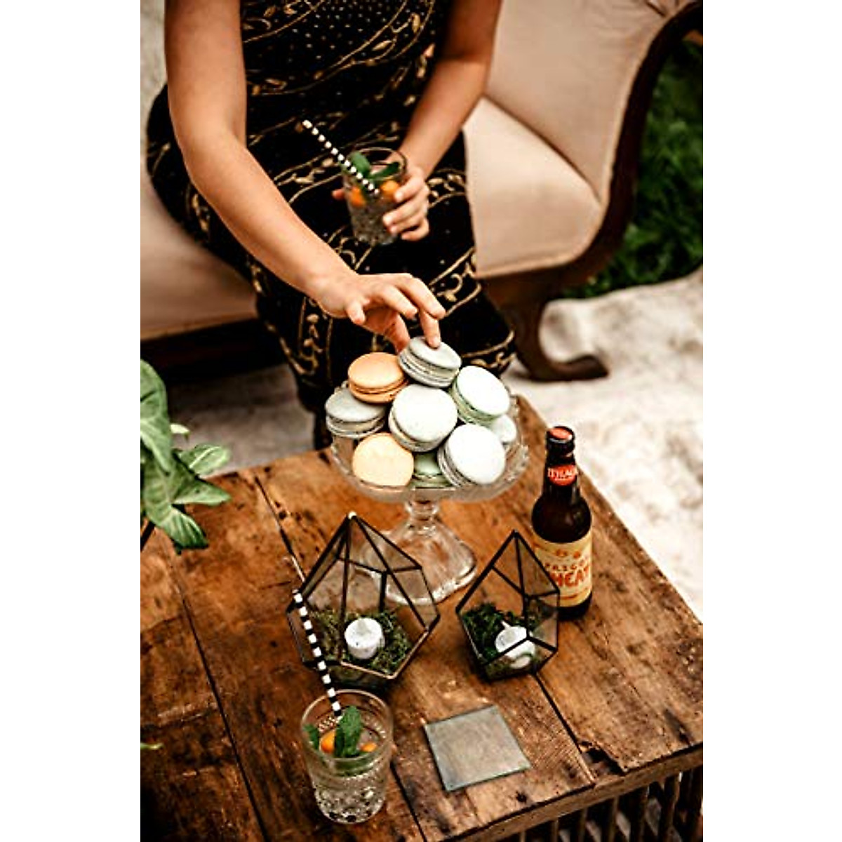 FASHIONCRAFT Perfectly Plain Collection Glass Coasters – Square Coasters, Party Favors (Set of 20)