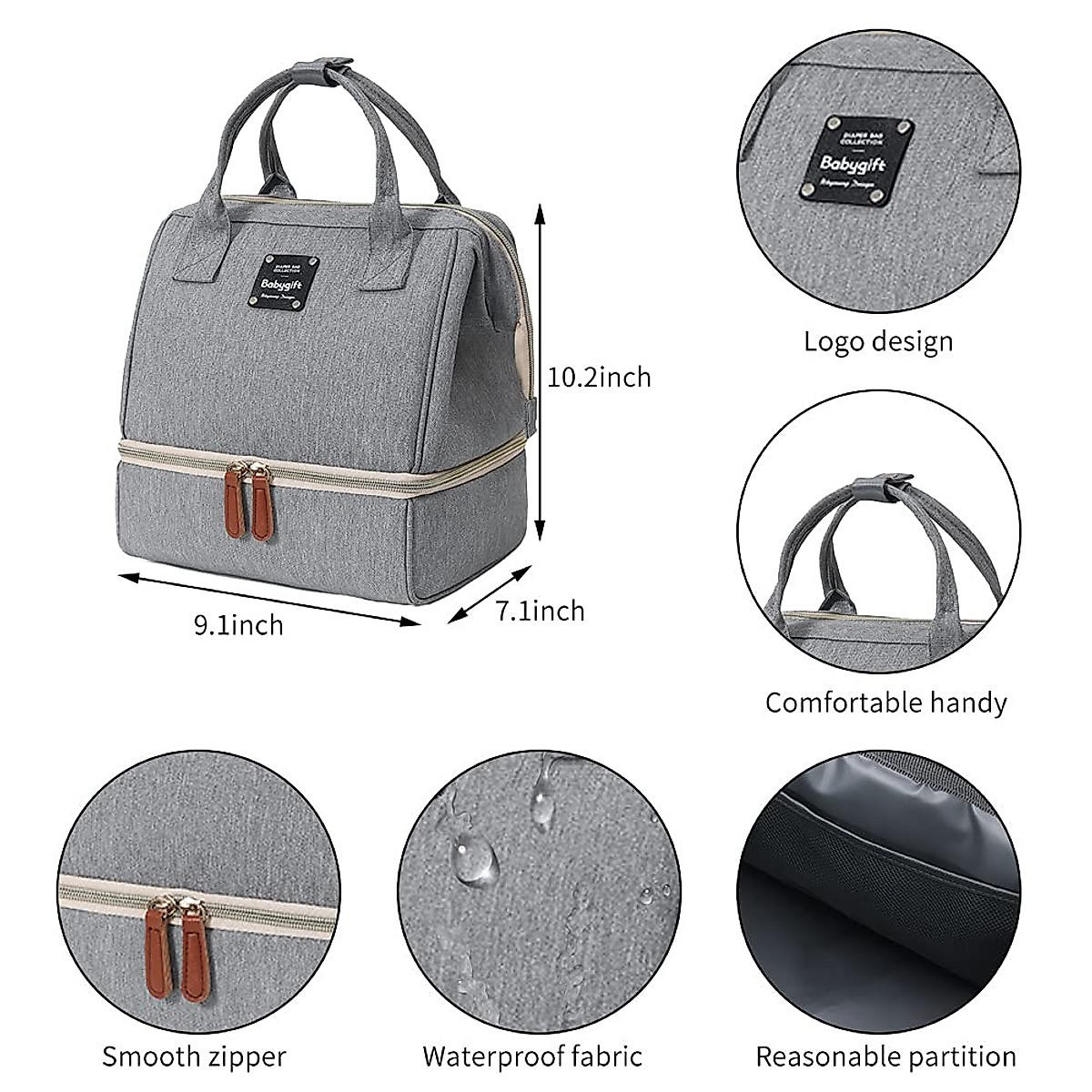 Breast Pump Backpack - Mini Diaper Bag Insulation Lunch Bag Portable Mommy Bag with Double Layer for Women