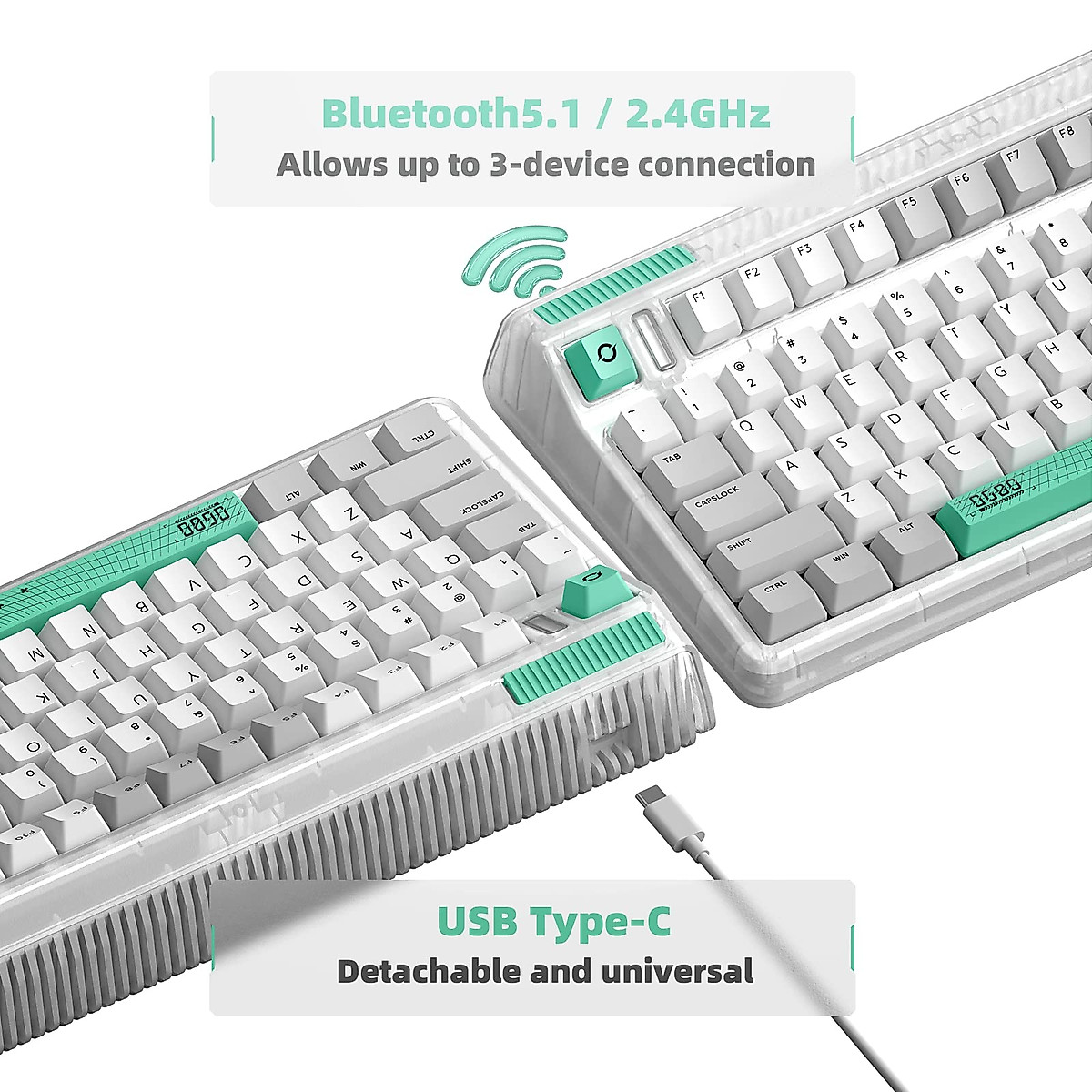 iQunix OG80 Gaming Keyboard, 2.4G Wireless Mechanical Keyboard with Cherry Red Switch