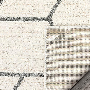 Well Woven Plaza Geometric Ivory Modern Lines Angles Tiles Shapes Area Rug 5x7 (5'3" x 7'3") Carpet