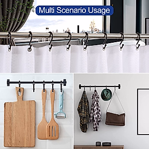 24 pcs Black Shower Curtain Hooks,Shower Curtain Rings, S Shower Hooks for Bathroom Curtains,Clothing, Towels, etc