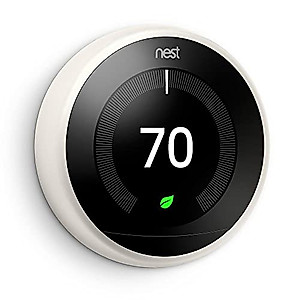 Google Nest Learning Thermostat - Programmable Smart Thermostat for Home - 3rd Generation Nest Thermostat - Compatible with Alexa - White (Renewed)