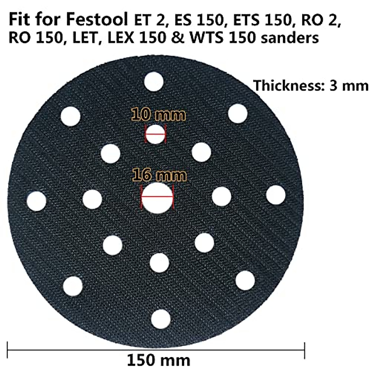 6 inch 17 Holes Pad Saver Premium Hook and Loop Interface Pad for Festool 496647, Extends the backing pad´s lifetime,Multi Hole Pad Protector