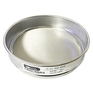 KimLab Economy Test Sieve #325 / 45μm Mesh Size,304 Stainless Steel Wire Cloth, 8" Diameter