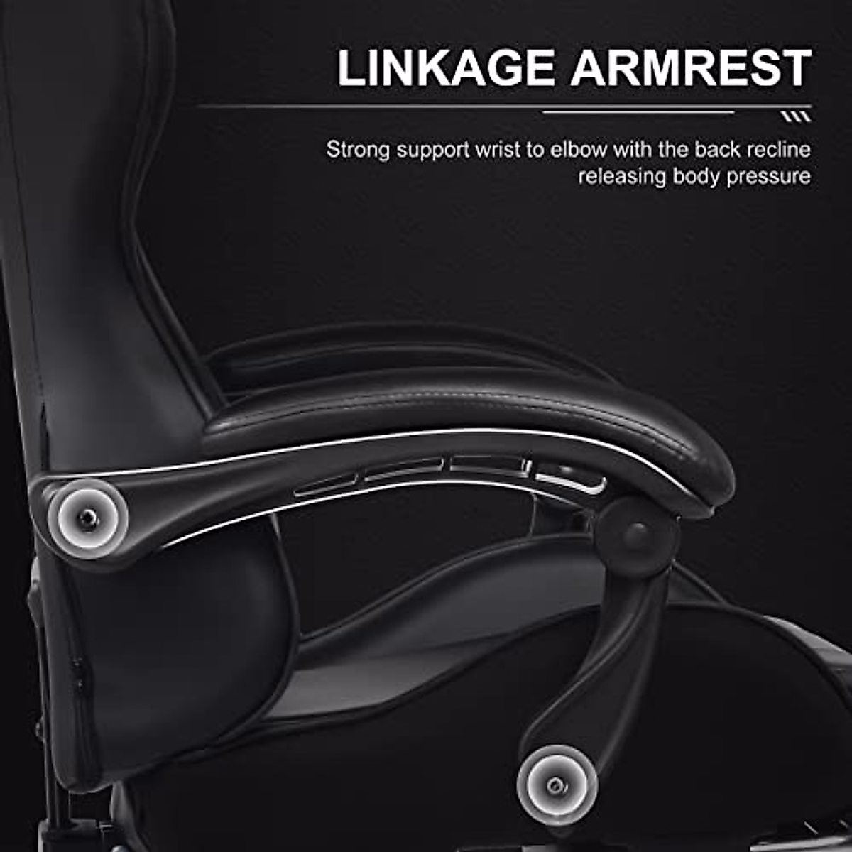 GTPLAYER Gaming Chair, Computer Chair with Footrest and Lumbar Support, Height Adjustable Game Chair with 360°-Swivel Seat and Headrest and for Office or Gaming (Black)