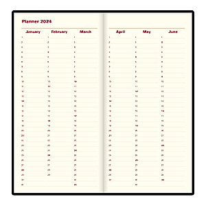 Letts of London Belgravia Weekly/Monthly Planner, 12 Months, January to December, 2024, Appointments, Horizontal, Slim Size, 6.625" x 3.25", Black (C33SBK-24)