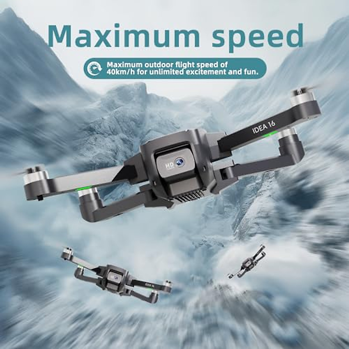 le-idea Drone with Camera 4K Brushless Motor 2 Cameras Drones for Adults 40km/h Max Speed Level 4 Wind Resistance 5GHz WiFi FPV Quadcopter for Beginners IDEA16