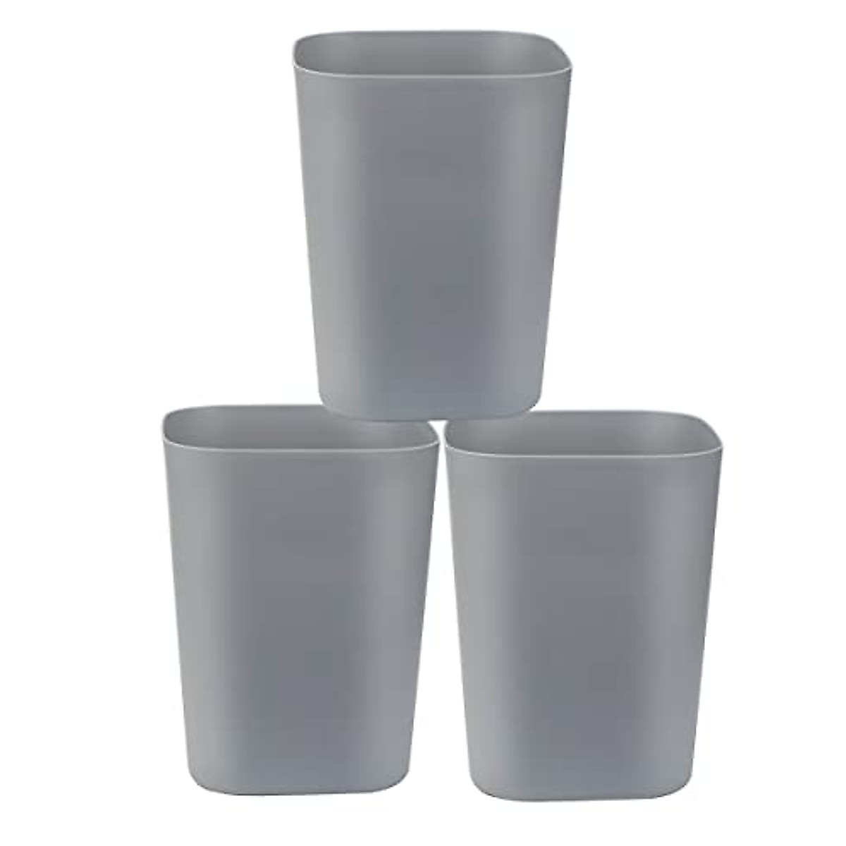 Besli 2 Gallon Small Trash Can Garbage Can Wastebasket for Bathroom Bedroom Kitchen Office,Pack of 3 (Gray)
