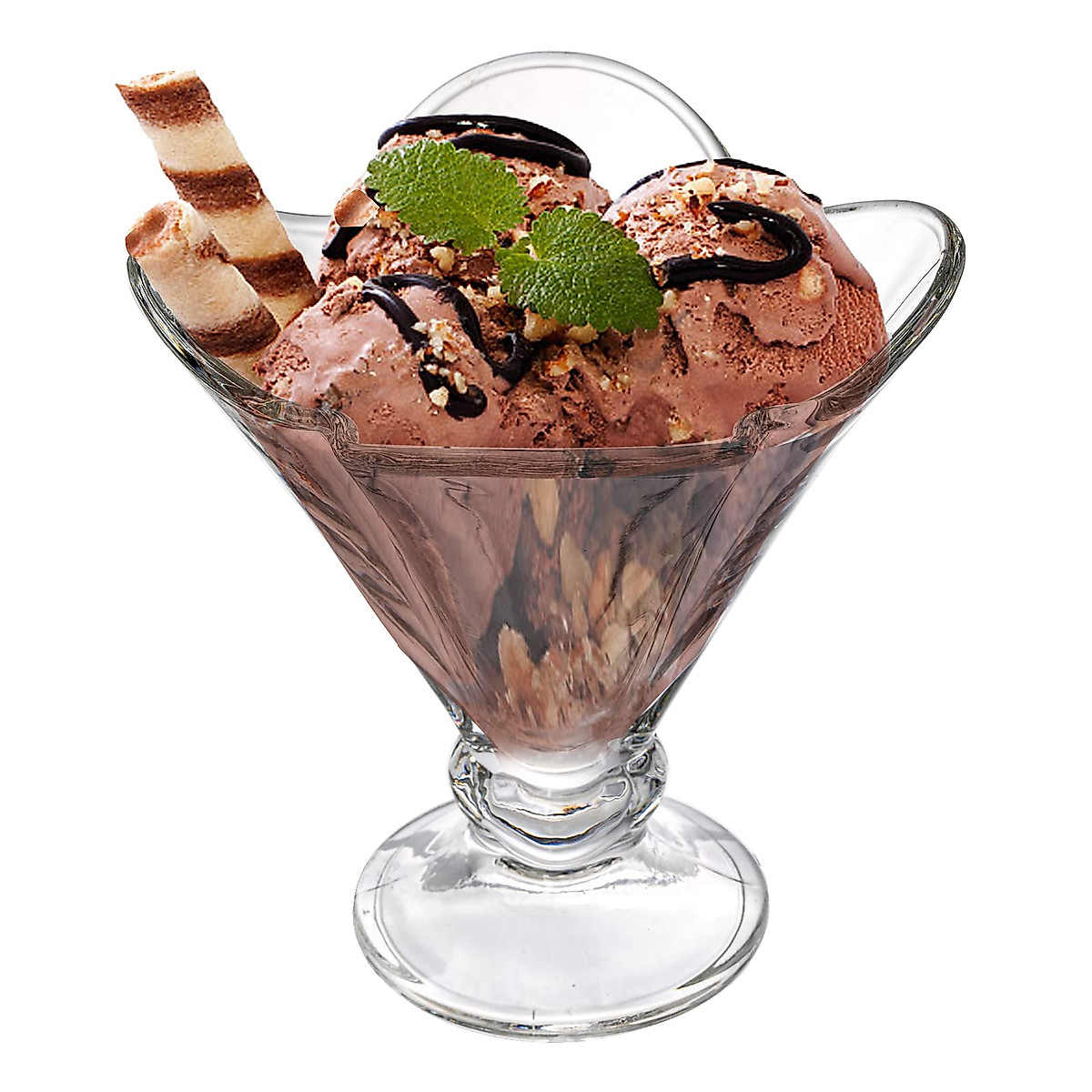 Hacaroa 6 Pack Glass Ice Cream Bowls Small Sundae Cups, 6.5 Ounces Footed Dessert Bowls Milkshake Glasses, Clear Cute Trifle Bowls for Pudding, Parfait, Fruit, Clover Shape