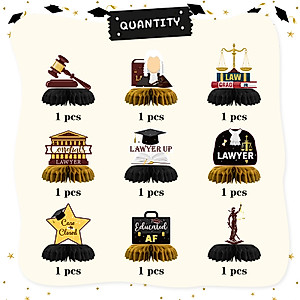 INNORU Lawyer Graduation Table Honeycomb Centerpieces, Congrats Lawyer Grad Party Table Toppers Law School Graduation Decoration Supplies Lawyer Grad Sign Table Centerpieces 9 PCS