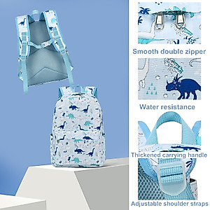 LOIDOU Kids Backpack Boys Preschool Kindergarten Elementary School Backpacks with Lunch Box Dinosaur Kids School Bags BookBag Set