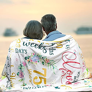 75th Birthday Gifts for Women 75th Birthday Decoration Gifts for Women Blanket for 75th Birthday 75 Birthday Gifts for Women Mom Blanket Gifts for Mom from Daughter Throw Blanket 60x50 inches