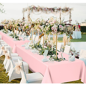 JCTHKUKU 4 Pack Light Pink Tablecloth Disposable Baby Pink Table Covers 54" x 108" Pink Pastel Table Cloths for Parties Bridal Shower Engagement Wedding Birthday BBQ Picnic Indoors & Outdoors Party