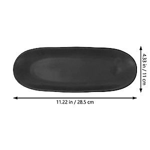 DOITOOL Ceramic Sushi Dish Oval Platter Tray Japanese Style Food Plate Dinner Plate Serving Trays Appetizers Plate for Home and Kitchen Black
