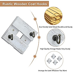 SLLPL Wooden Key Holder Wall Mounted - Coat Hooks for Wall, 4 Pack Wood Wall Hooks for Hanging, Rustic Key Hanger with Hooks for Keys, Coats, Bag, Leash, Key Rack for Entryway, Office, White