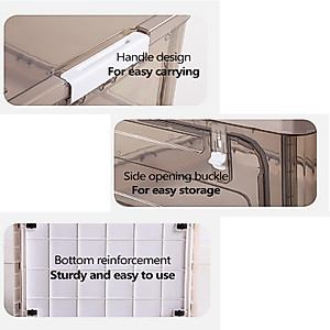 RUNMEIJIA Storage Bins，Clear Plastic Folding Storage Box with Lid with Wheels Stackable Plastic Box, For Home, Dorm and Office Organization, Fabric Toys Books Snacks Bottles (50 Quarts, White)