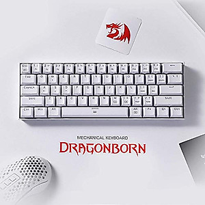 Redragon K630 Dragonborn 60% Wired RGB Gaming Keyboard, 61 Keys Compact Mechanical Keyboard with Tactile Brown Switch, Pro Driver Support, White