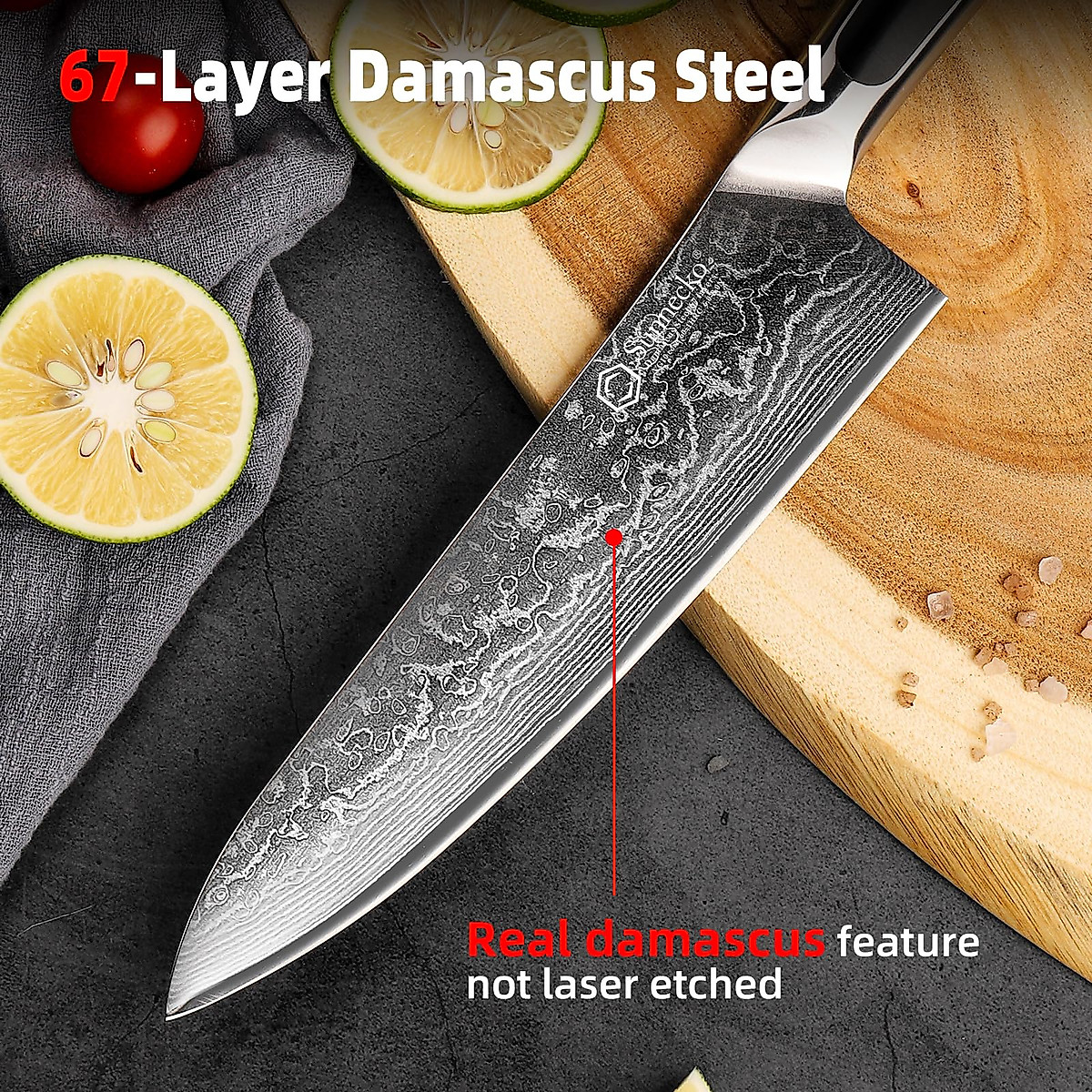 Sunnecko Chef Knife 8 Inch, Damascus Kitchen Knife Japanese Chefs Knife Vg10 High Carbon Stainless Steel
