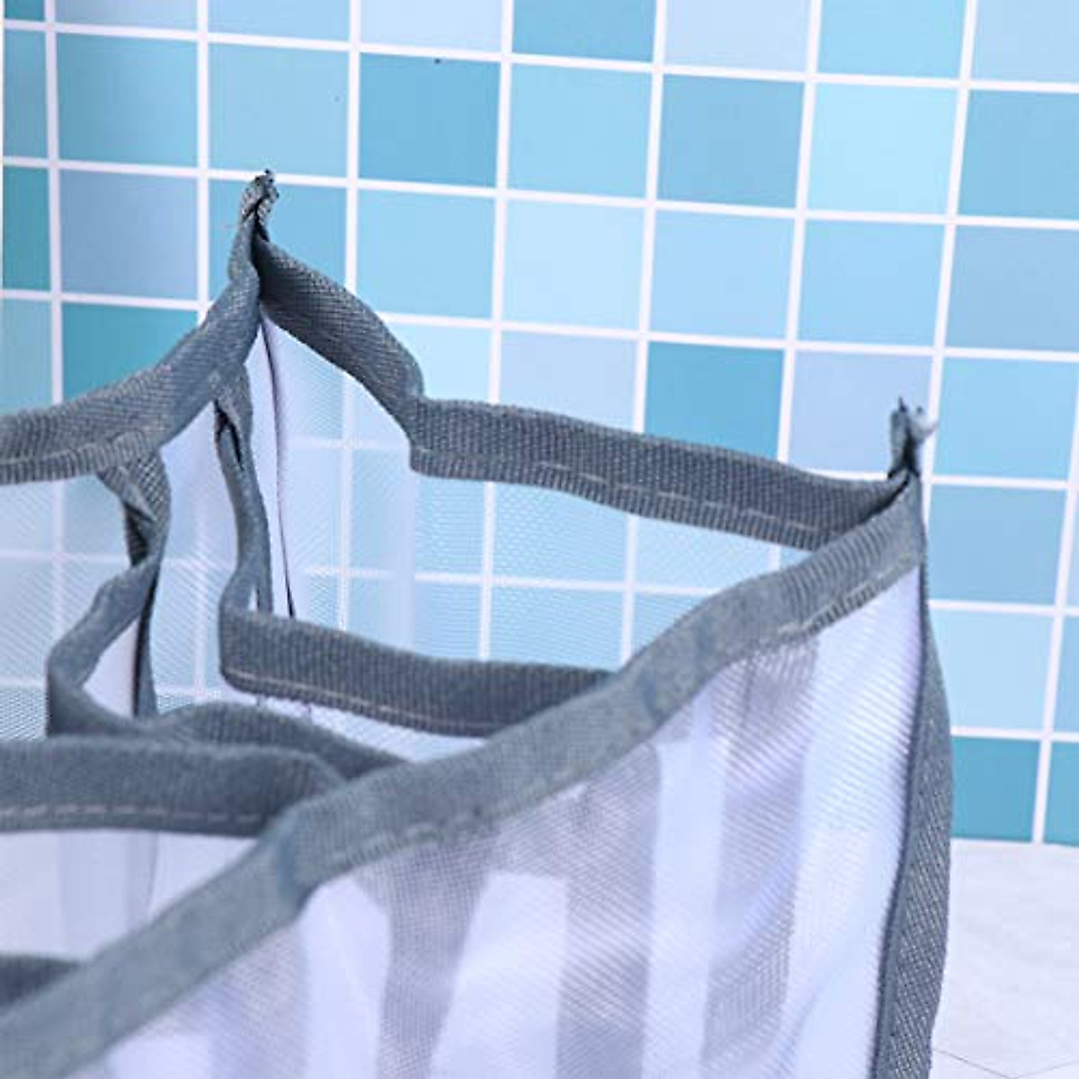 Cabilock 3PCS Underwear Storage Boxes Collapsible Closet Divider Nylon Grids Style for Bra Socks Ties Scarves Lingerie for Wardrobe Cabinet Organizer (Grey)