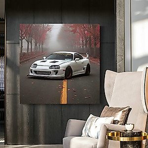 LINKING Car Poster JDM Supra MK4 Canvas Art Wall Prints Room Decor Posters for Bedroom Painting for Home Decoration 16x16inchs